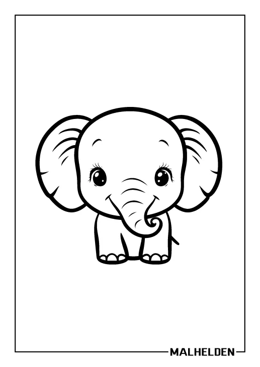Ausmalbild Süßer Baby-Elefant | kostenlose PDF