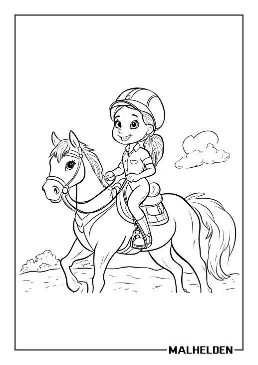 Pferd mit Reiter Ausmalbilder | kostenlose PDF Malvorlagen