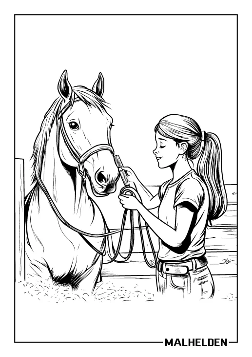 Pferd mit Mädchen Ausmalbilder | kostenlose PDF Malvorlagen